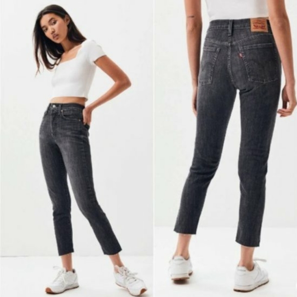 Levi's | Jeans | Levis Wedgie Skinny Button Fly Cropped Raw Hem Jeans Washed Black 25 | Poshmark
